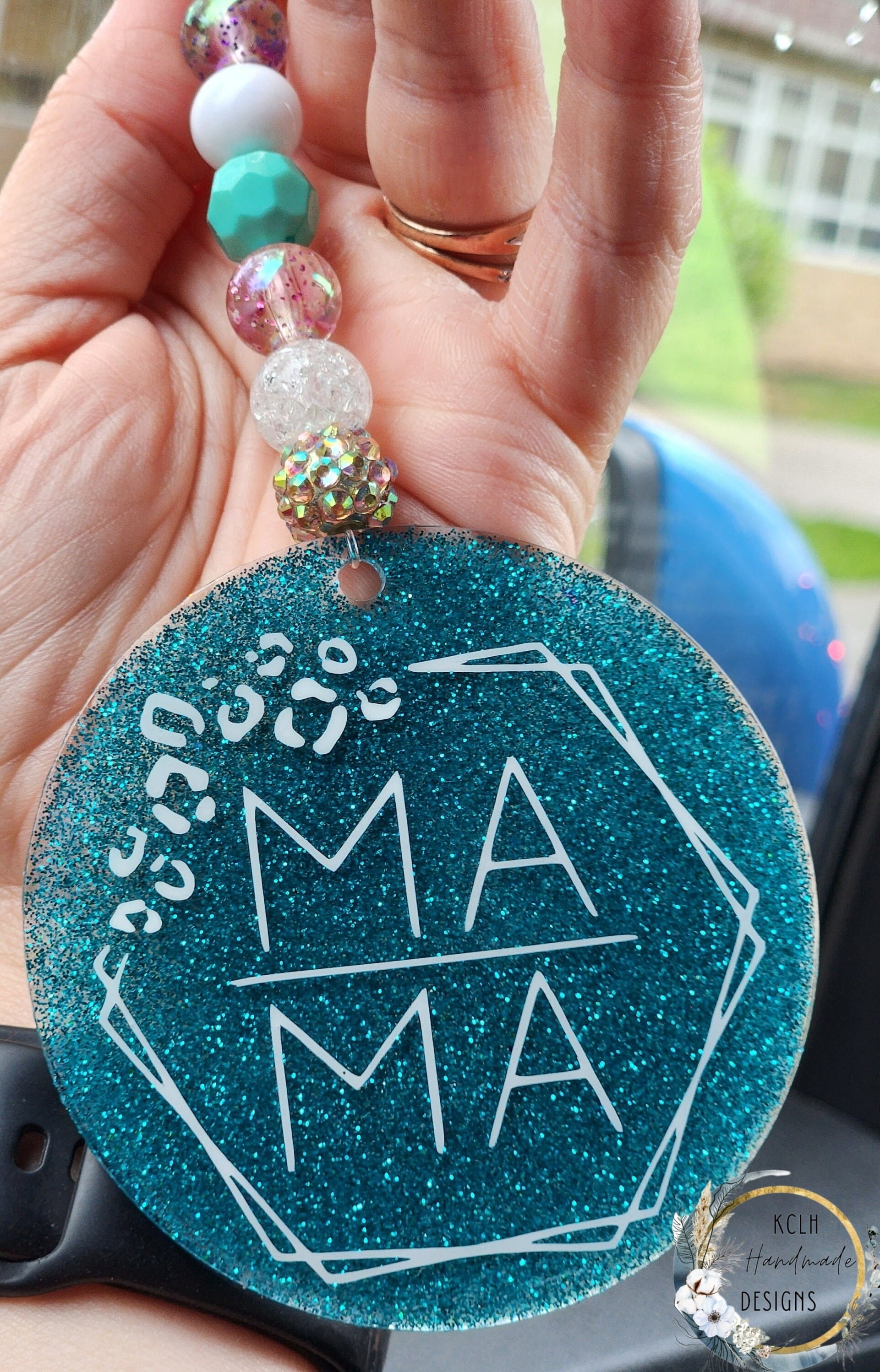 Custom Car Charm, Car Mirror Decor, Glitter Resin Art, Mama - Etsy