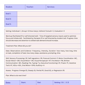 Occupational Therapy Daily Documentation - Etsy