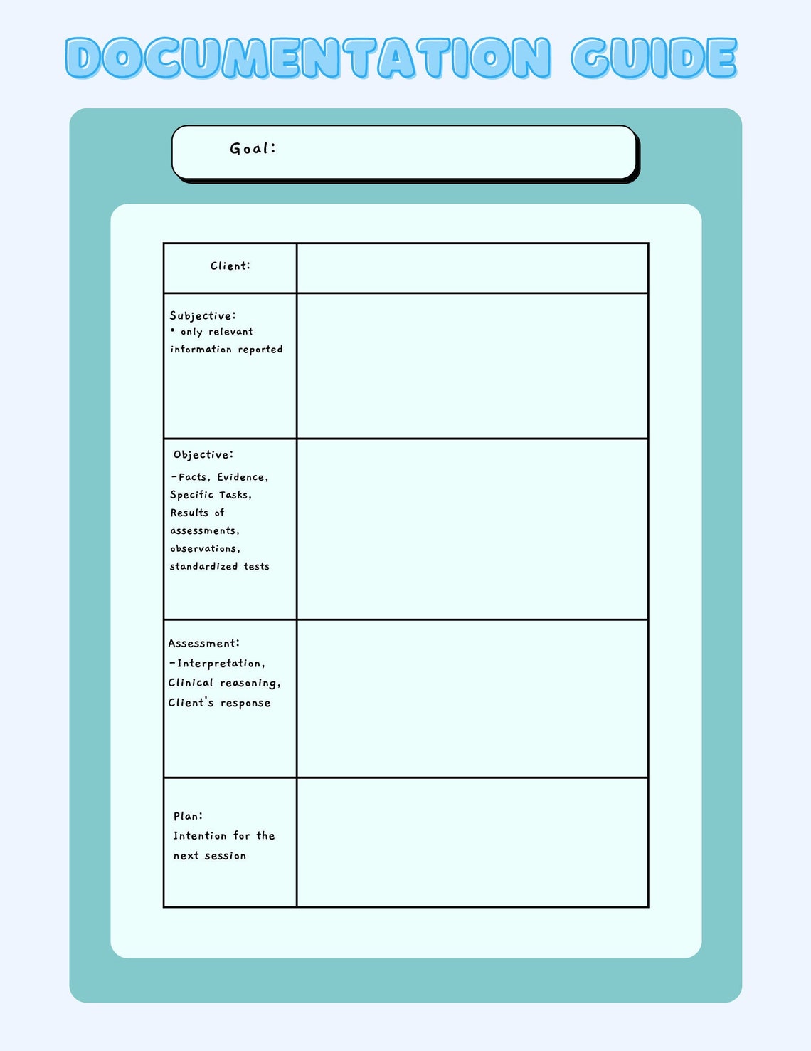 SOAP Note Documentation Guide and Helpful Doc Words - Etsy