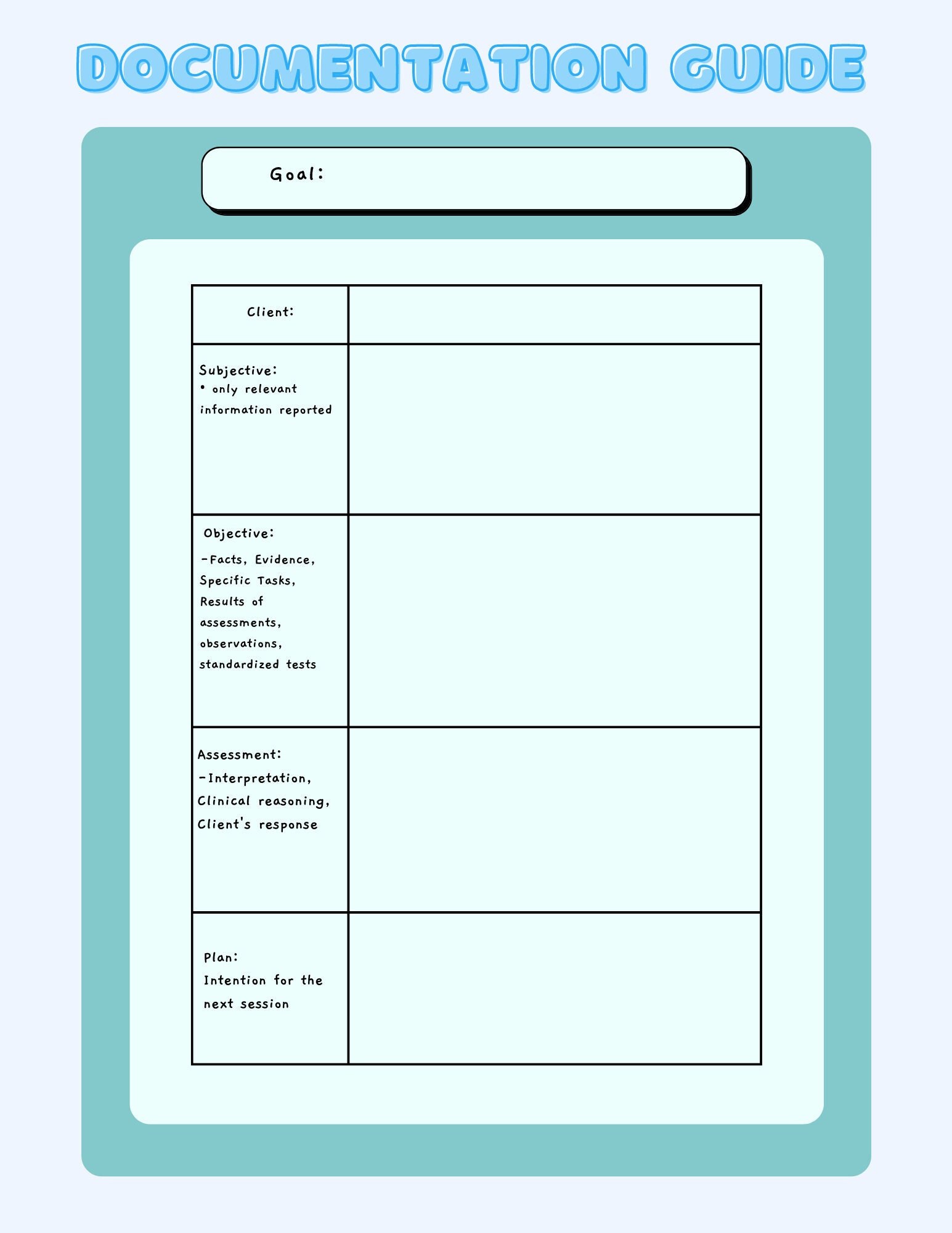 SOAP Note Documentation Guide and Helpful Doc Words - Etsy