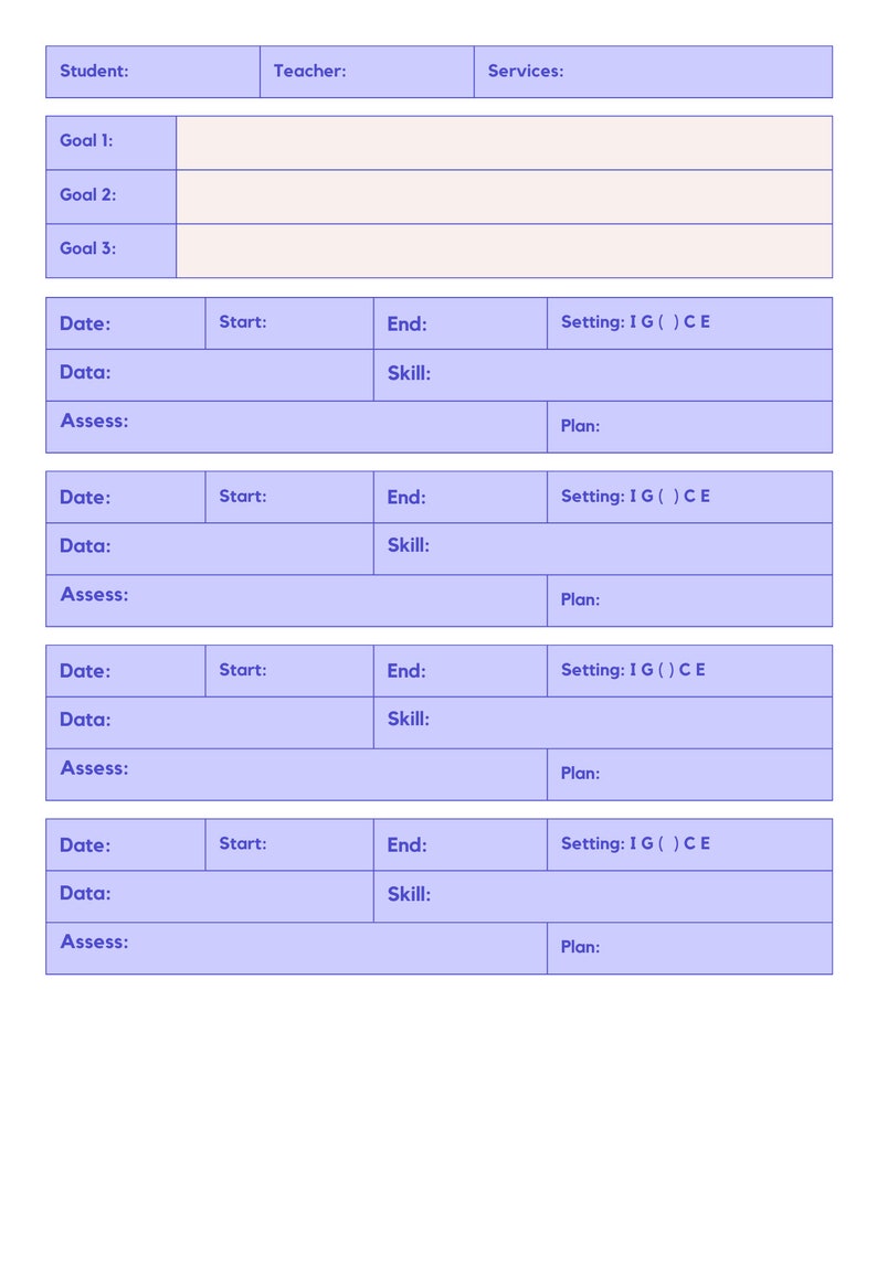 Occupational Therapy Daily Documentation - Etsy