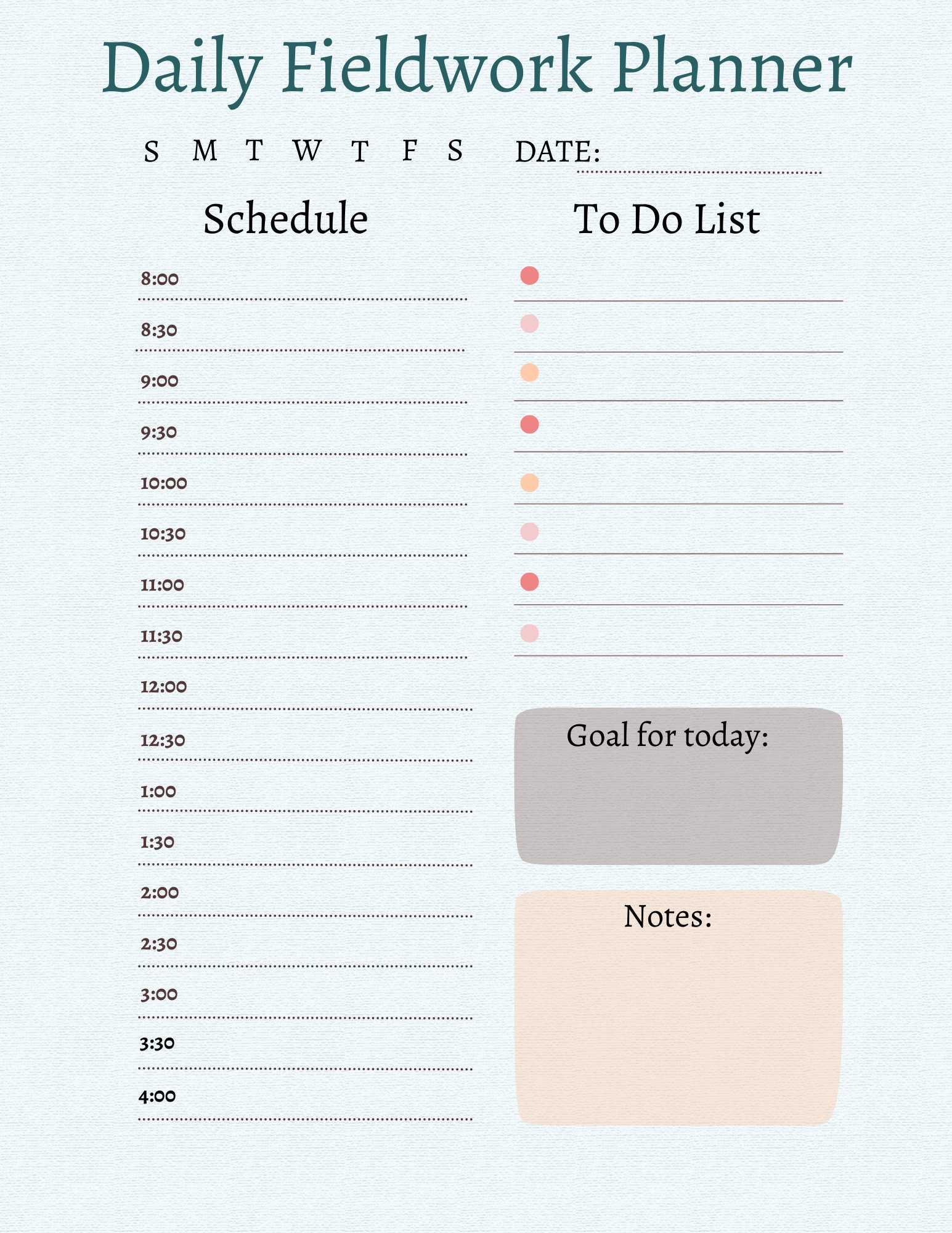 Occupational Therapy 8 Week Fieldwork Planner - Etsy