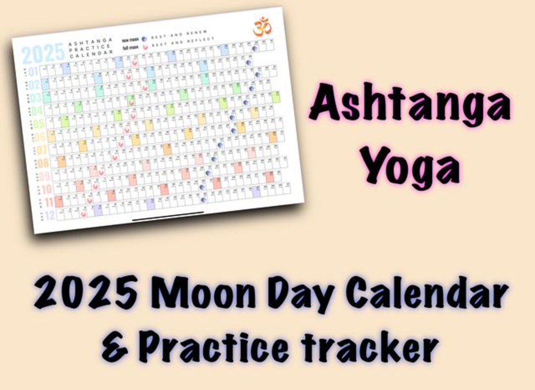 Ashtanga Yoga Moon Day Practice Calendars 2025 (7 Time Zones, Color & Grayscale Options) - Etsy