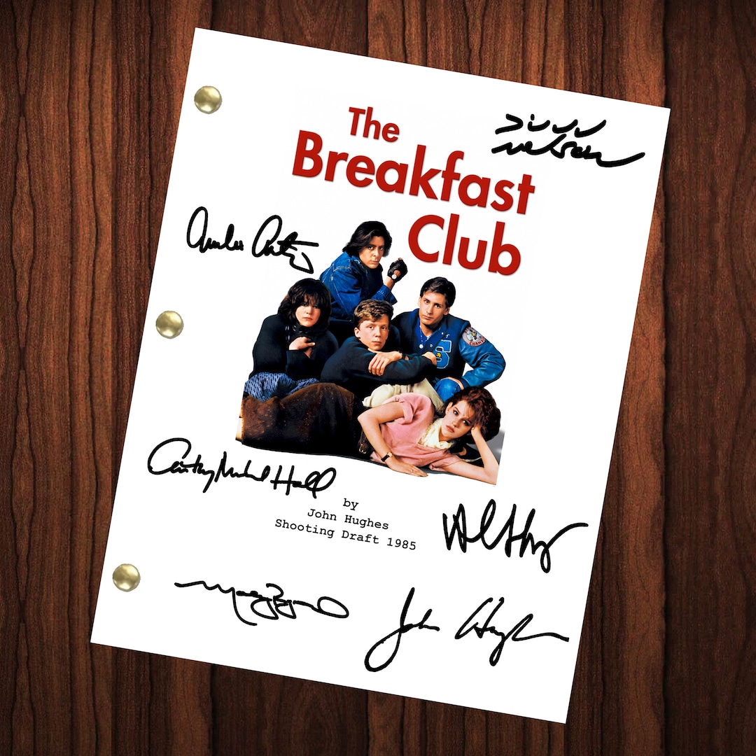 The Breakfast Club Movie Script Reprint Autographed Cast Signed Full ...