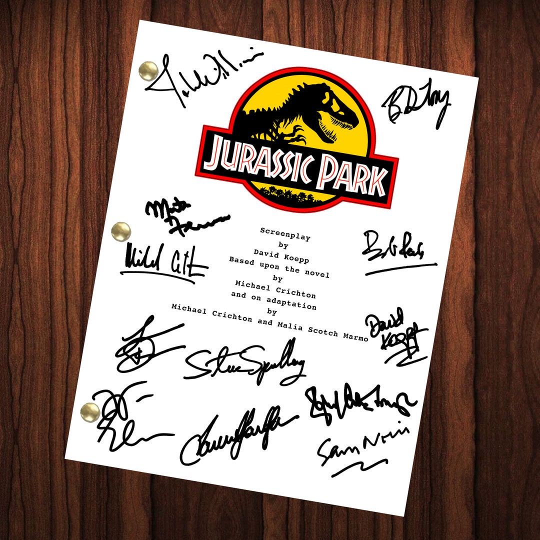 Jurassic Park Signed Autographed Script Full Screenplay Full Script Reprint Dr. Alan Grant Dr ...