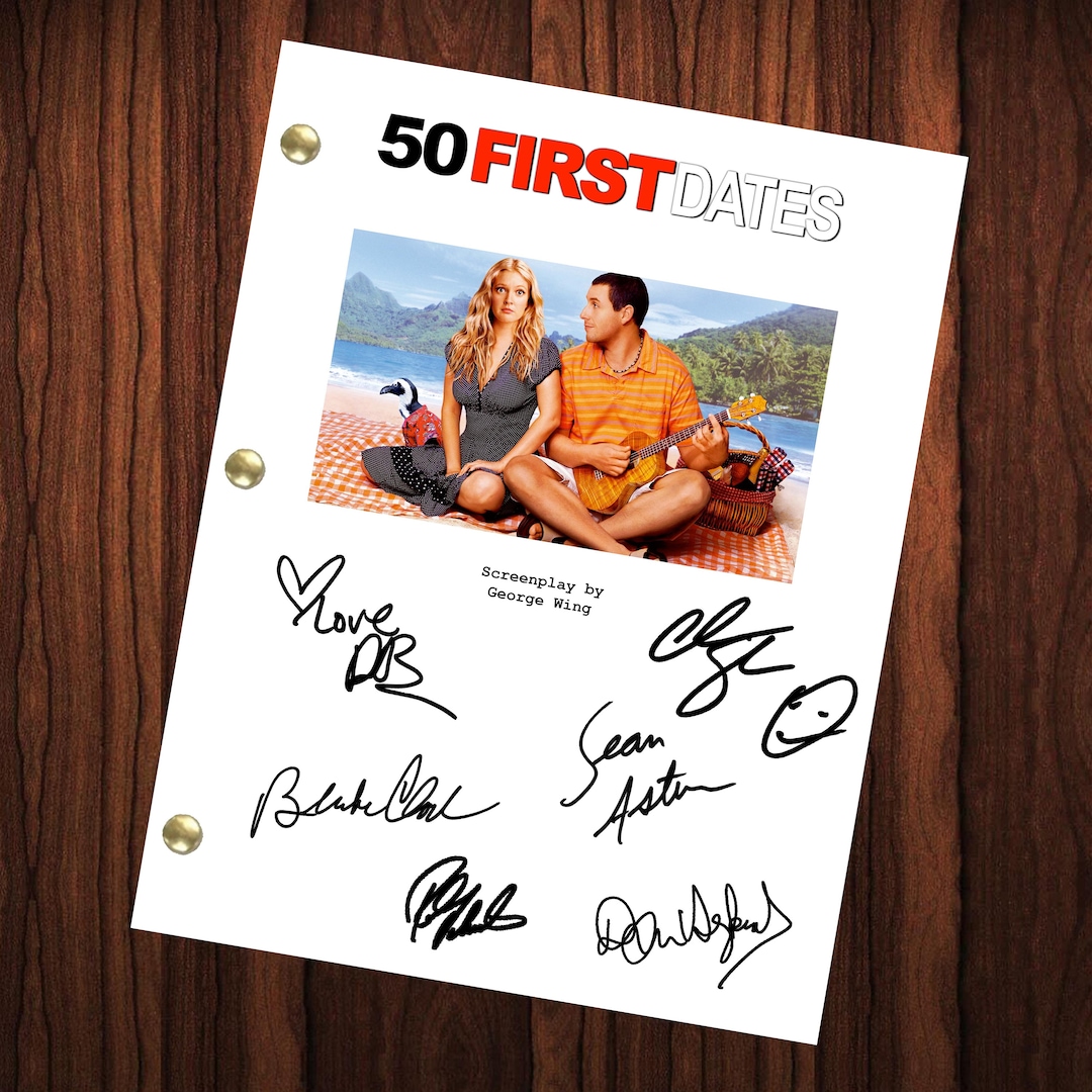50 First Dates Movie Autographed Signed Script Reprint Adam Sandler ...