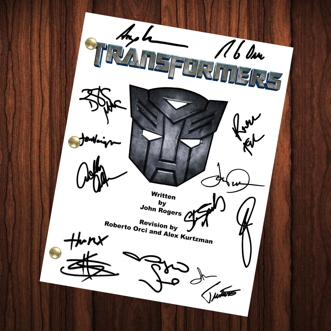 Transformers Autographed Signed Movie Script Reprint Full Screenplay Full Script Shia Labeouf ...