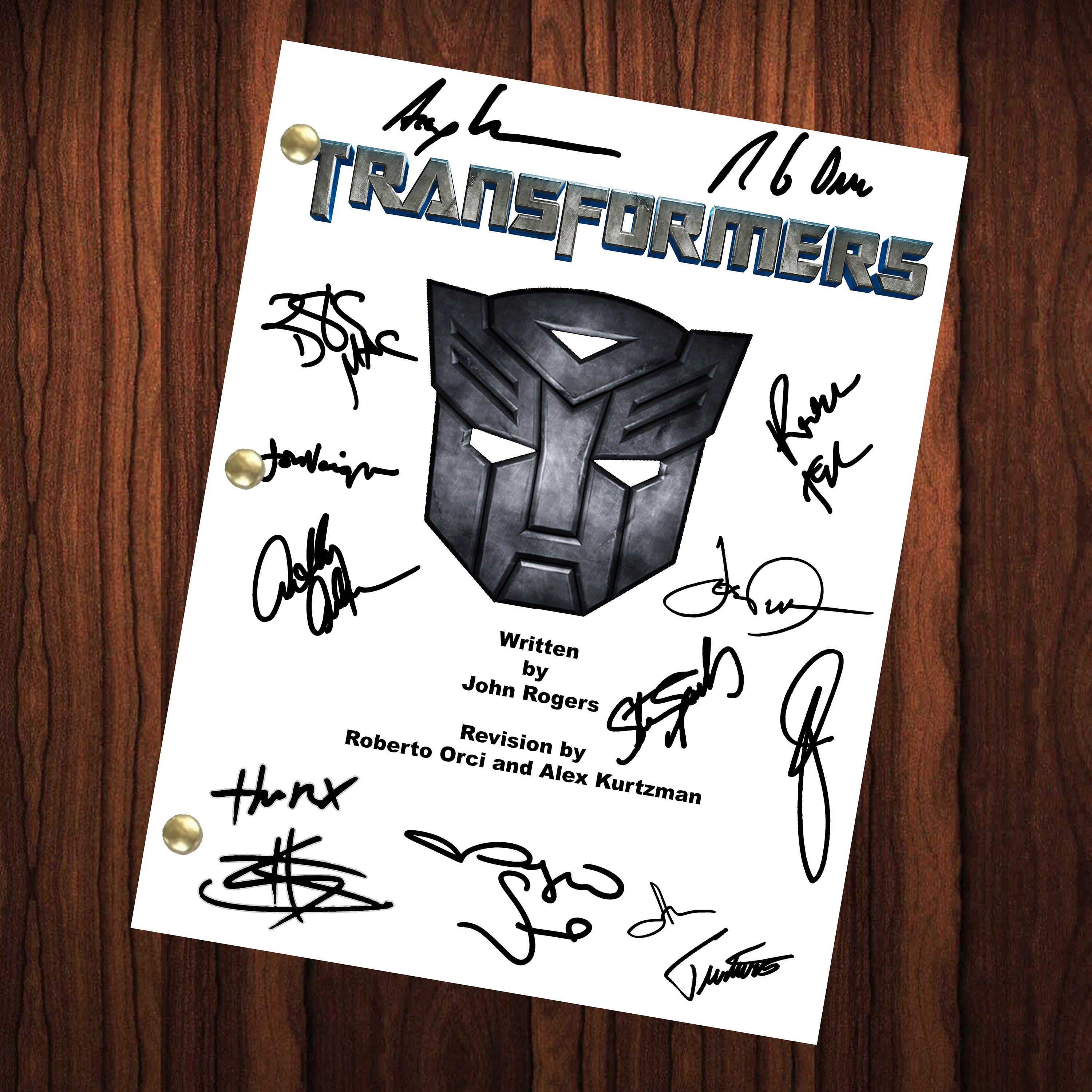 Transformers Autographed Signed Movie Script Reprint Full Screenplay ...