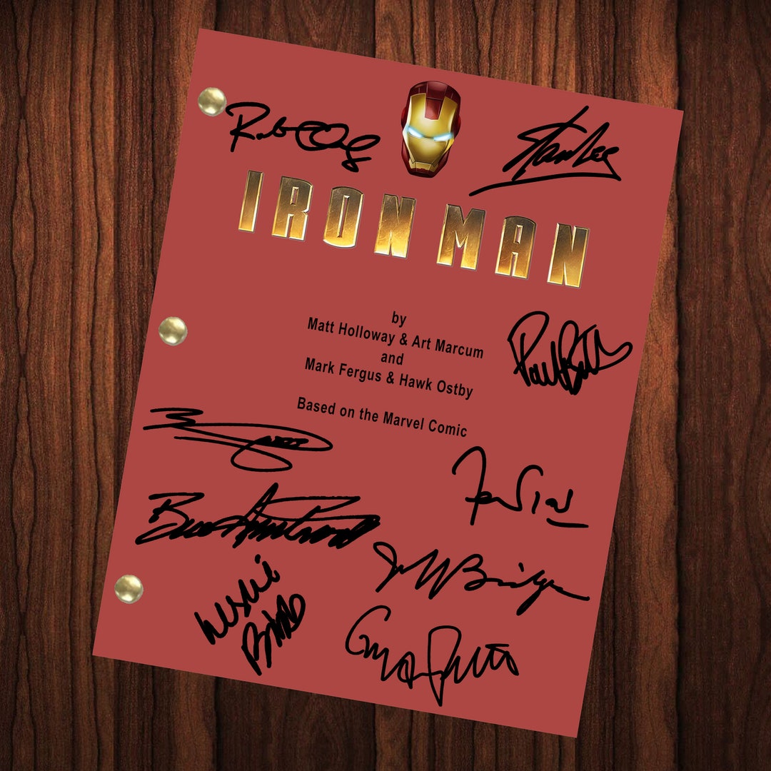 Iron Man Autographed Signed Movie Script Reprint Full Screenplay Full ...