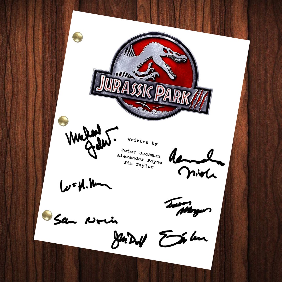 Jurassic Park III Signed Autographed Script Full Screenplay Full Script Reprint Jurassic Park ...