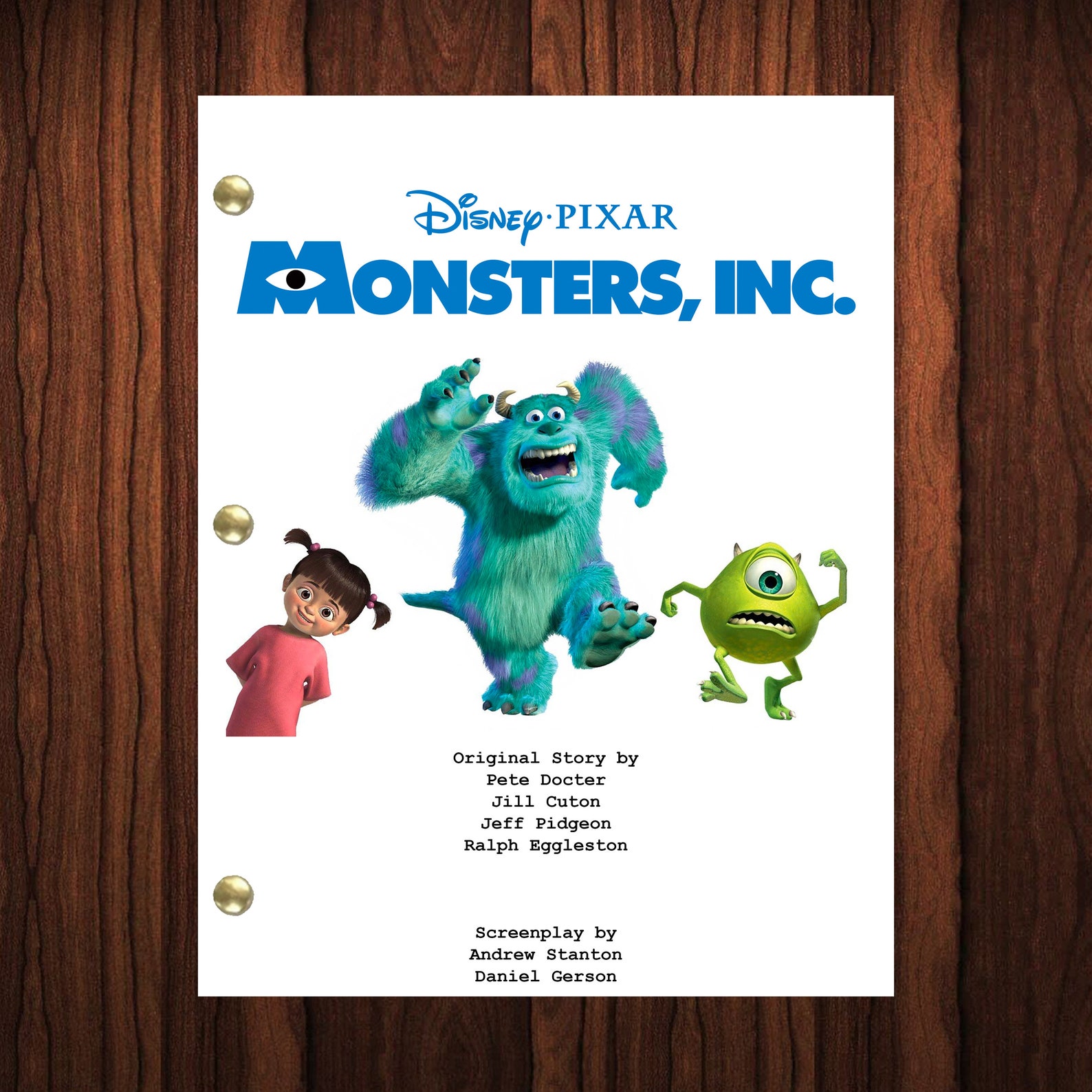 Monsters Inc. Movie Script Reprint Full Screenplay Full Script Disney ...
