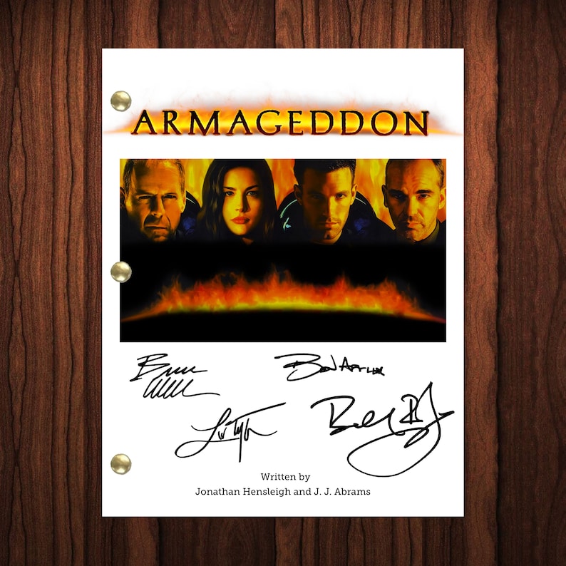 Armageddon Movie Autographed Signed Movie Script Reprint Full ...