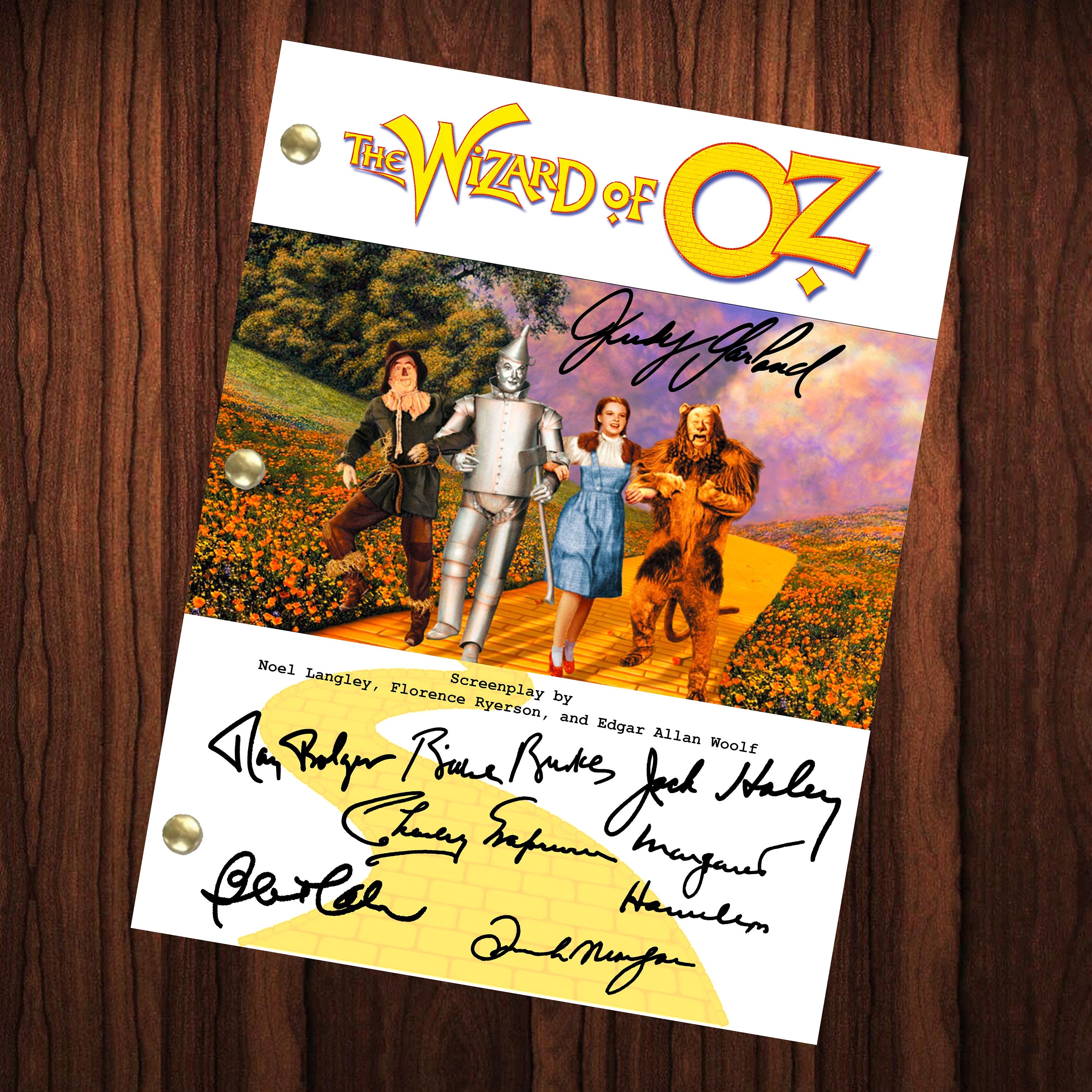 The Wizard of Oz Movie Script Autographed Signed Script Reprint Judy ...