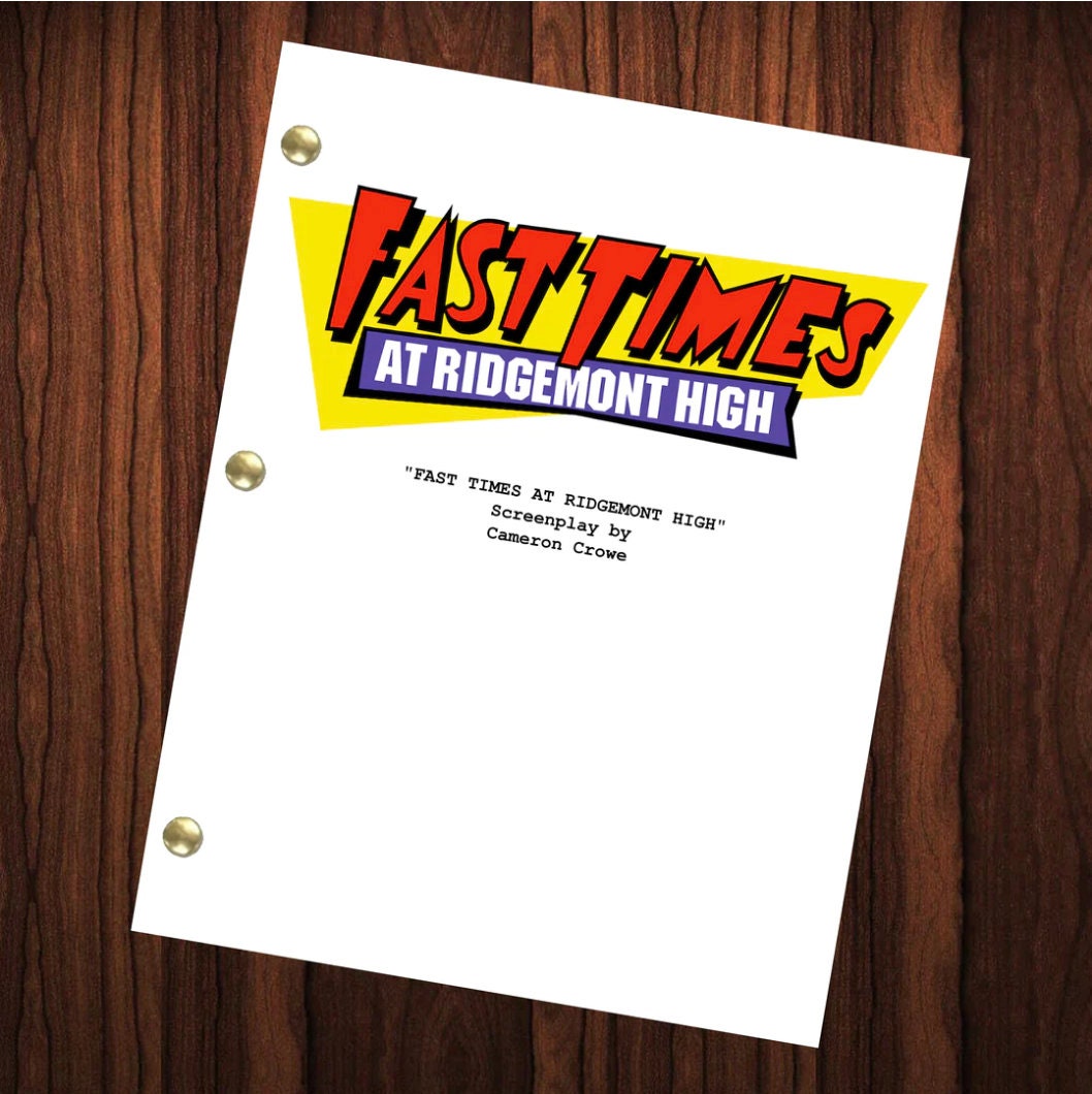 Fast Times at Ridgemont High Movie Script Reprint Full - Etsy