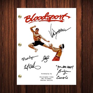Bloodsport Movie Autographed Signed Script Reprint Jean Claude Van ...