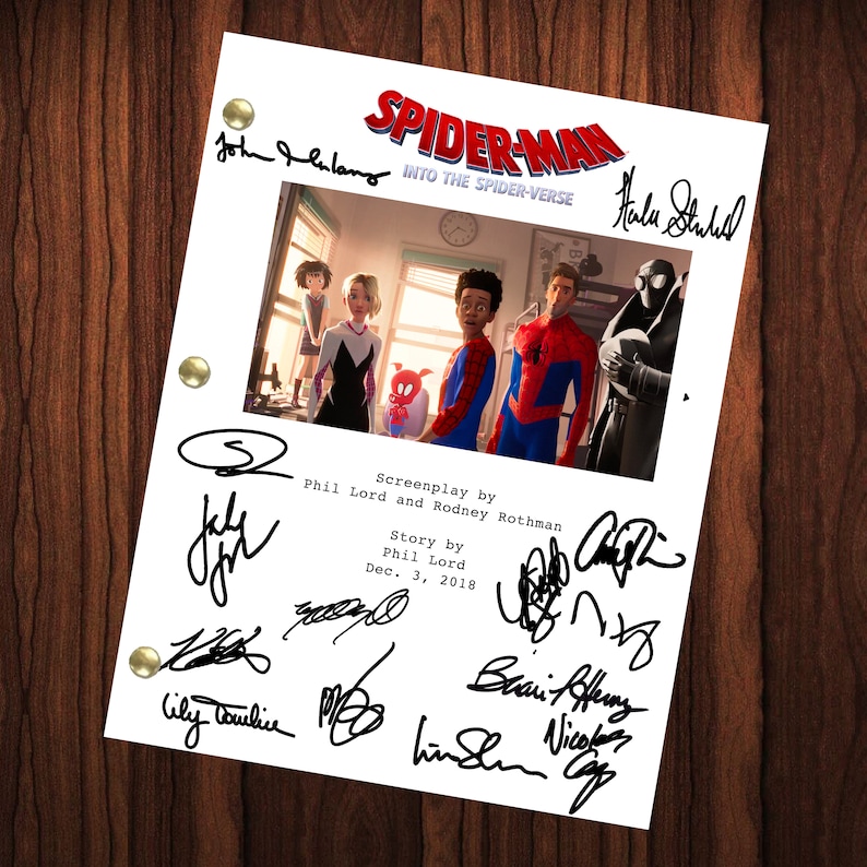 Spiderman Into the Spiderverse Signed Autographed Script Full Script ...