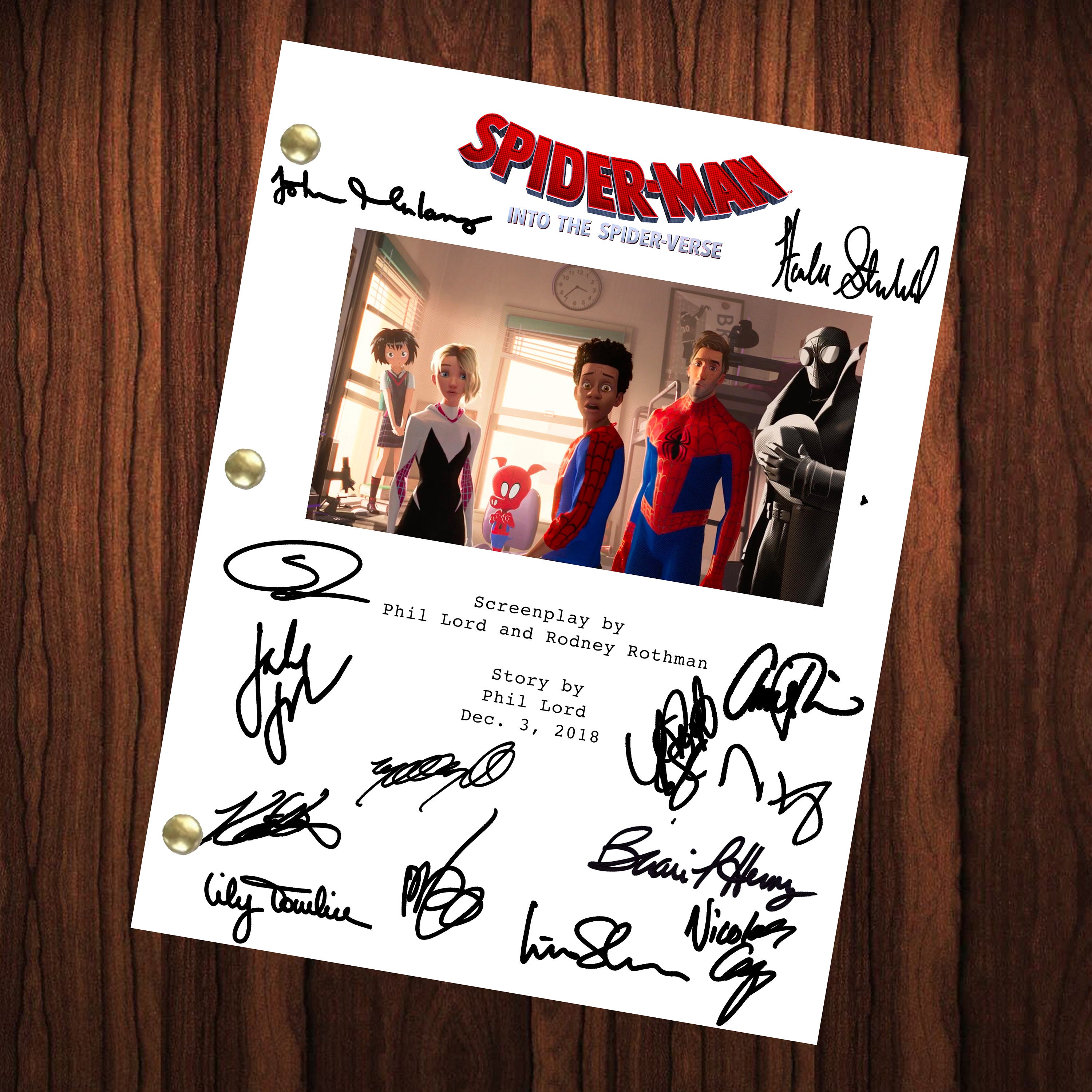 Spiderman Into the Spiderverse Signed Autographed Script Full Script ...