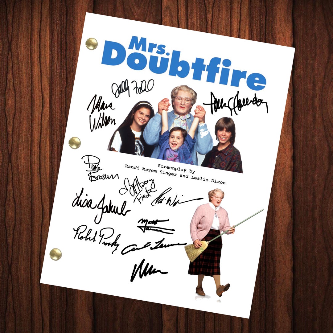 Mrs. Doubtfire Movie Autographed Signed Script Reprint Robin Williams ...