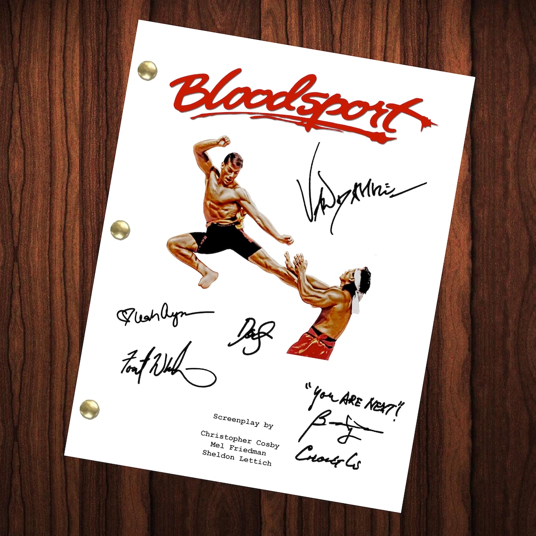 Bloodsport Movie Autographed Signed Script Reprint Jean Claude Van Damme Pierre Rafini Donald ...