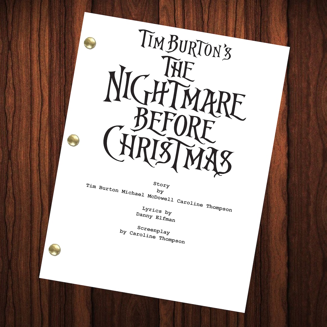 The Nightmare Before Christmas Movie Script Reprint Full Screenplay ...