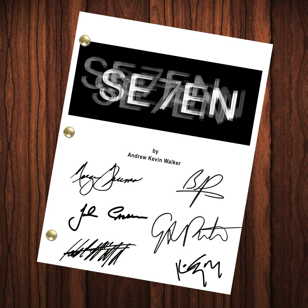 Seven Se7en Autographed Signed Movie Script Reprint Brad Pitt Morgan ...