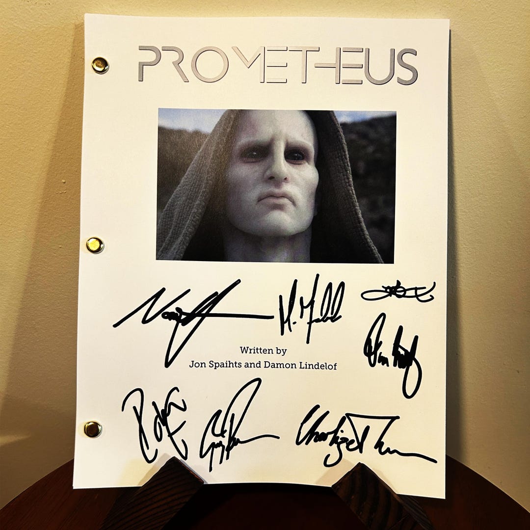 Prometheus Signed Autographed Script Full Screenplay Full Script Reprint Noomi Rapace Michael ...