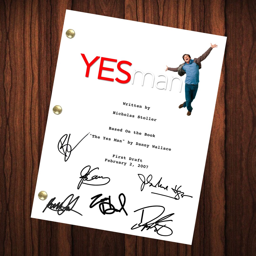 Yes Man Autographed Signed Movie Script Reprint Jim Carey Zoey ...