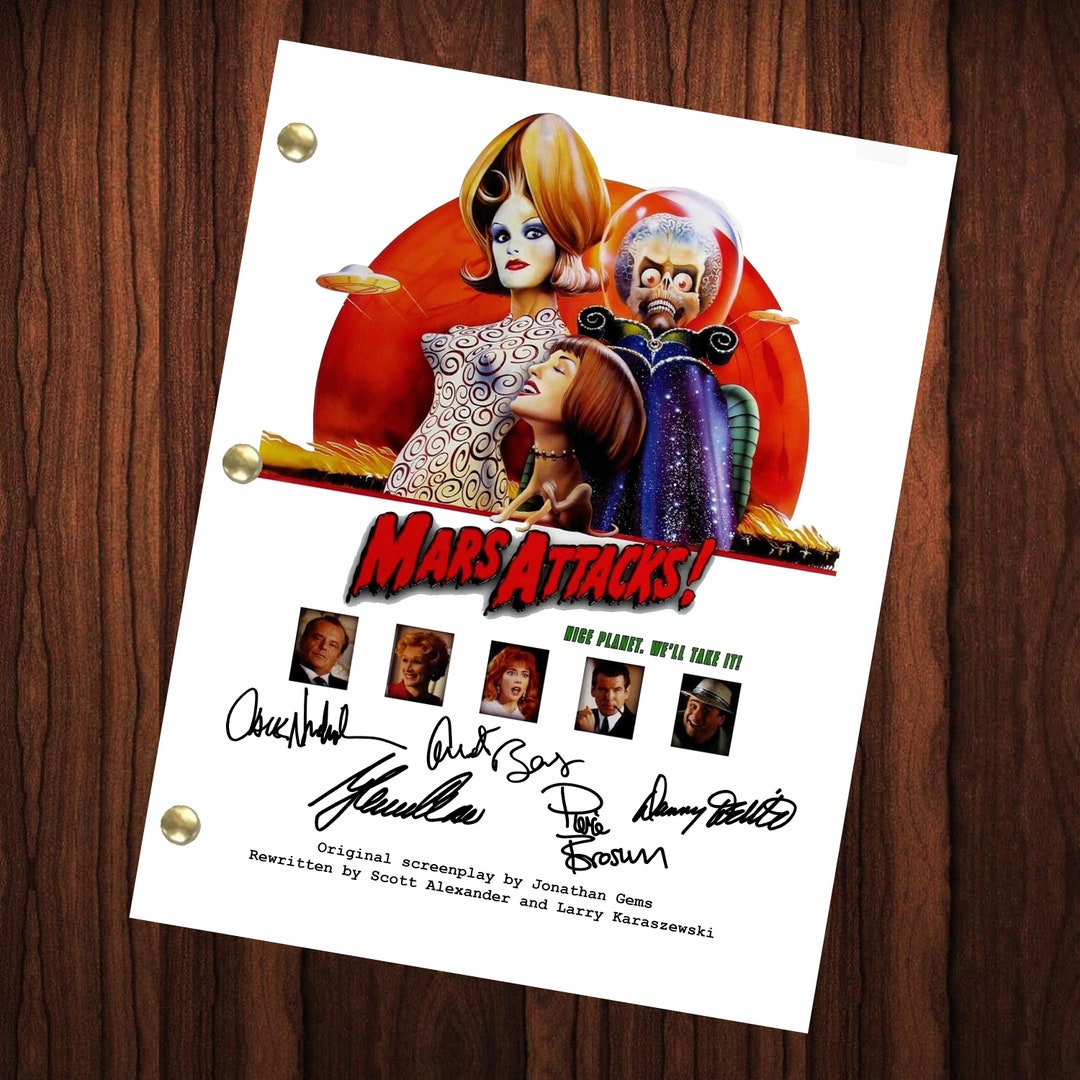Mars Attacks Autographed Signed Script Reprint Jack Nicholson Cast ...