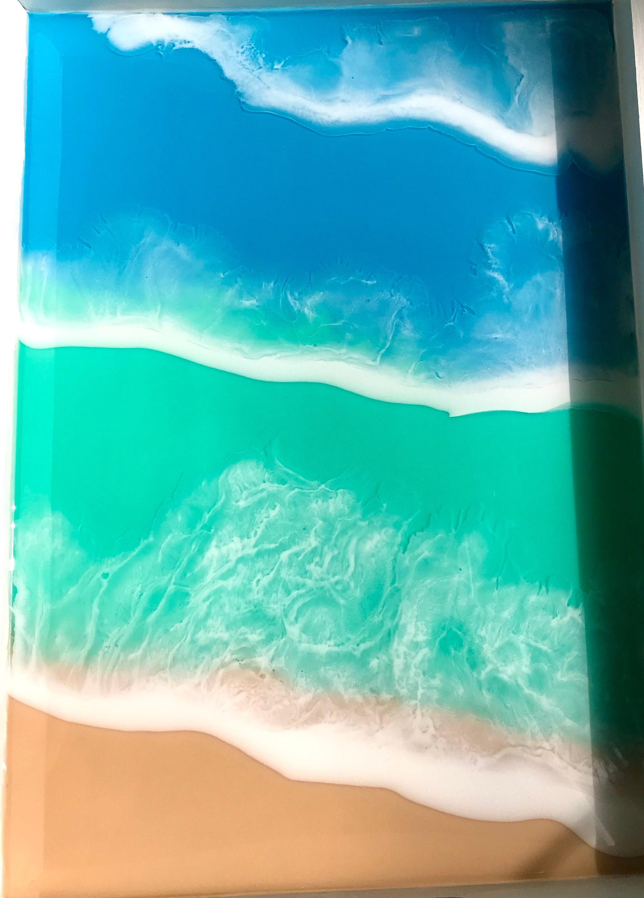 Ocean Resin Serving Tray, White Rectangle Beach Tray, Coastal Home ...