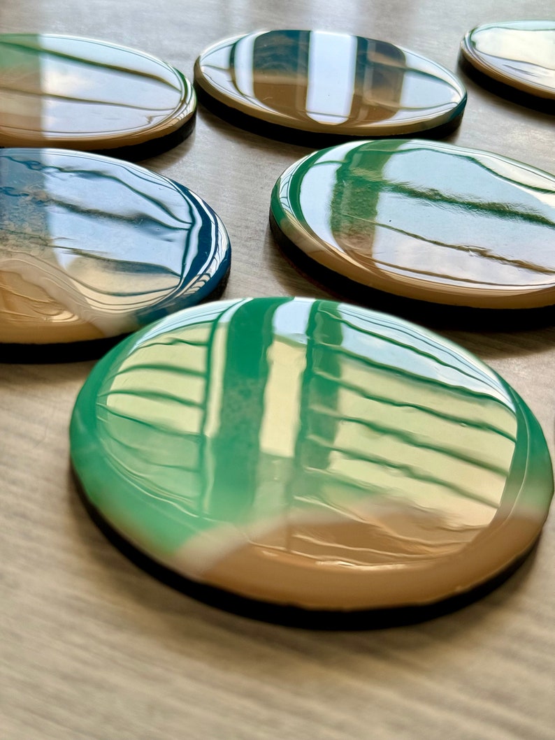 Ocean Art Coasters, Unique Table Coaster, Resin Beach Artwork, Epoxy ...