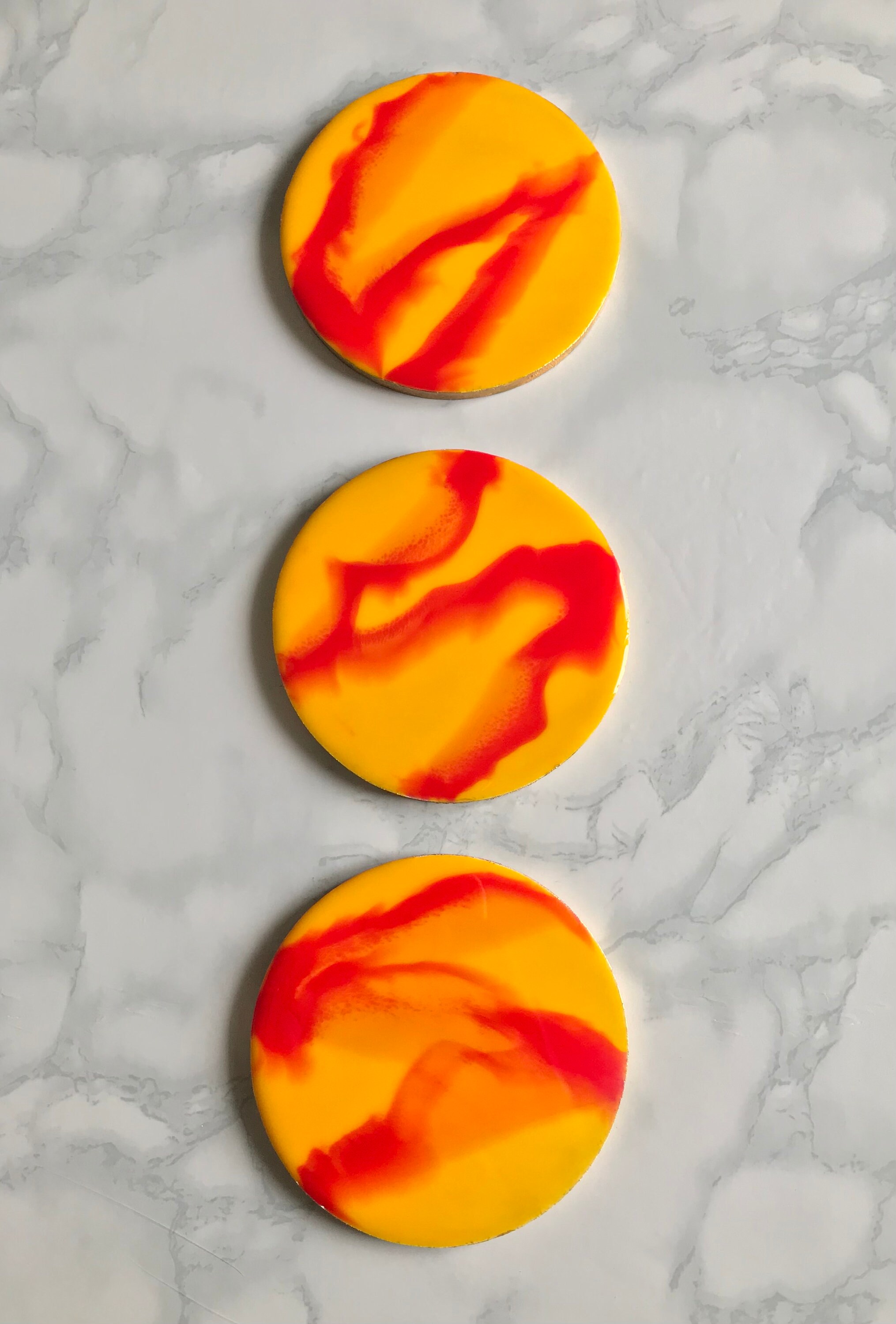 Rectangle Resin Art Tray, Round Coaster Set of 3, Decorative Serving ...