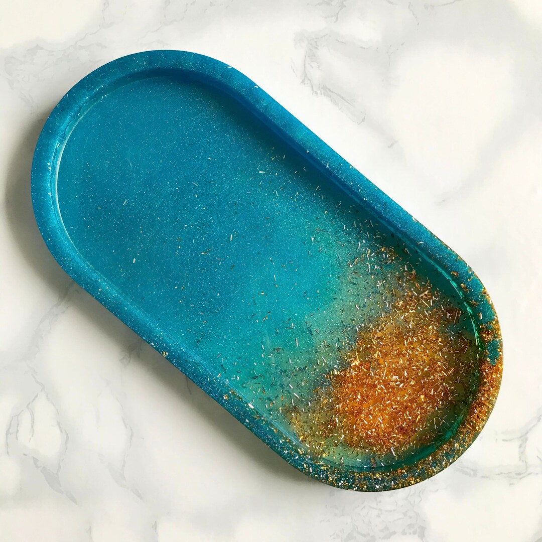 Oval Resin Trinket Tray, Handmade Vanity Tray, Jewelry Ring Dish ...