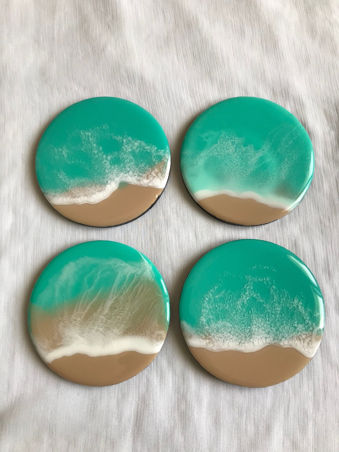 Beach Themed Coasters Set of 4 Unique Table Coasters Ocean - Etsy