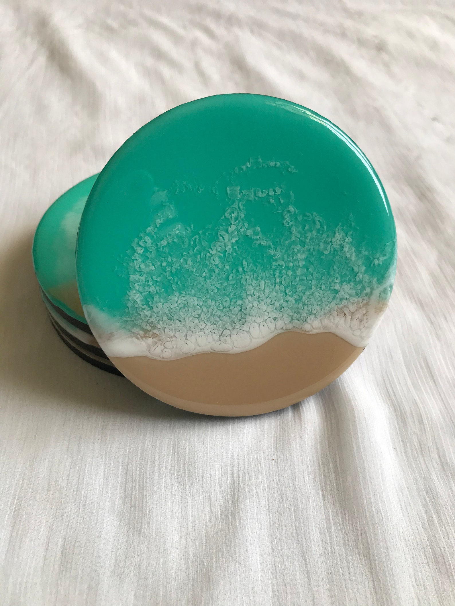 Beach Themed Coasters, Set of 4, Unique Table Coasters, Ocean Resin ...
