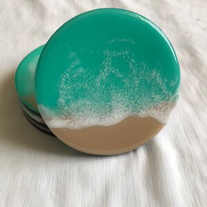 Beach Themed Coasters, Set of 4, Unique Table Coasters, Ocean Resin ...