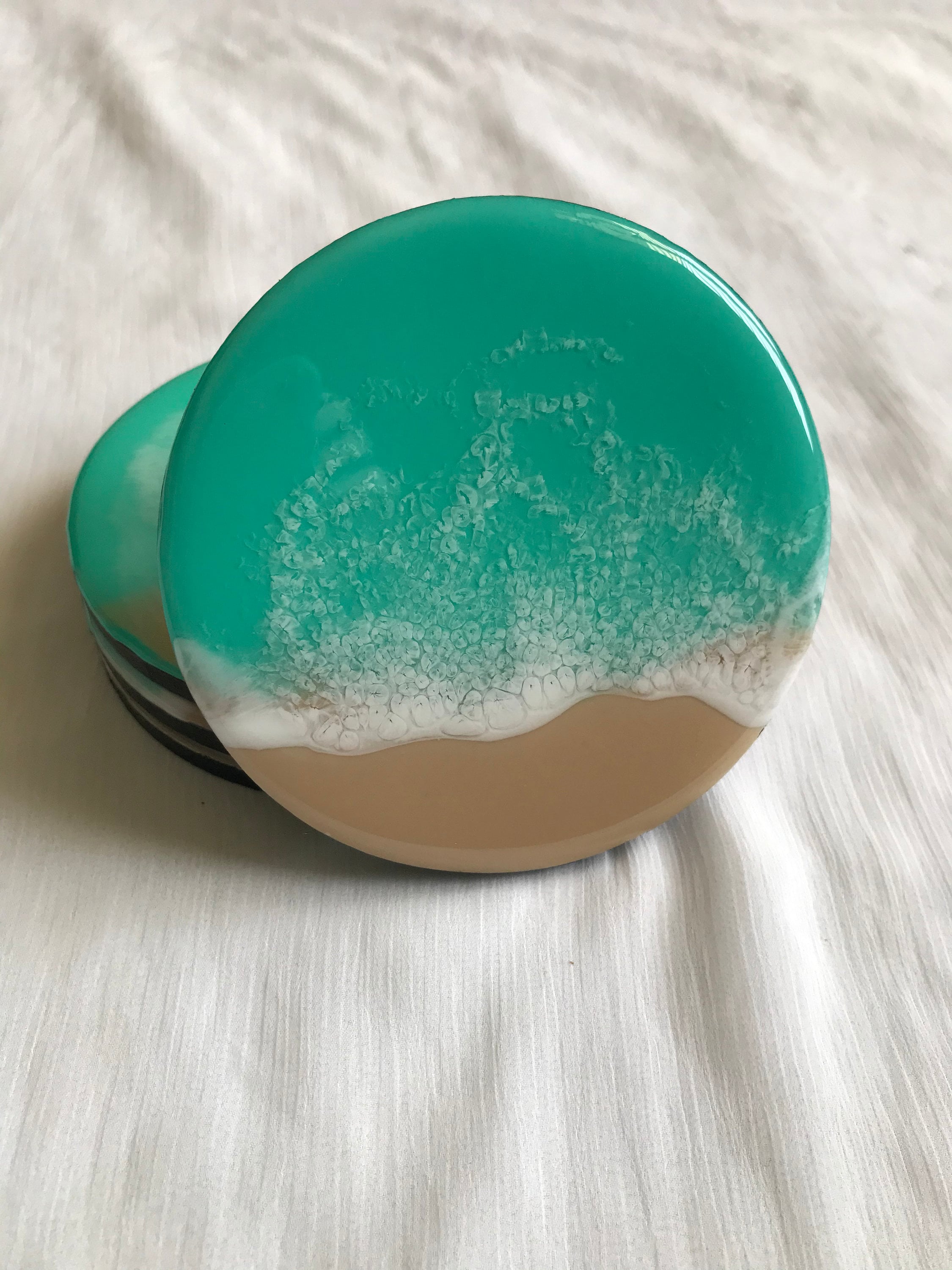 Beach Themed Coasters, Set of 4, Unique Table Coasters, Ocean Resin ...