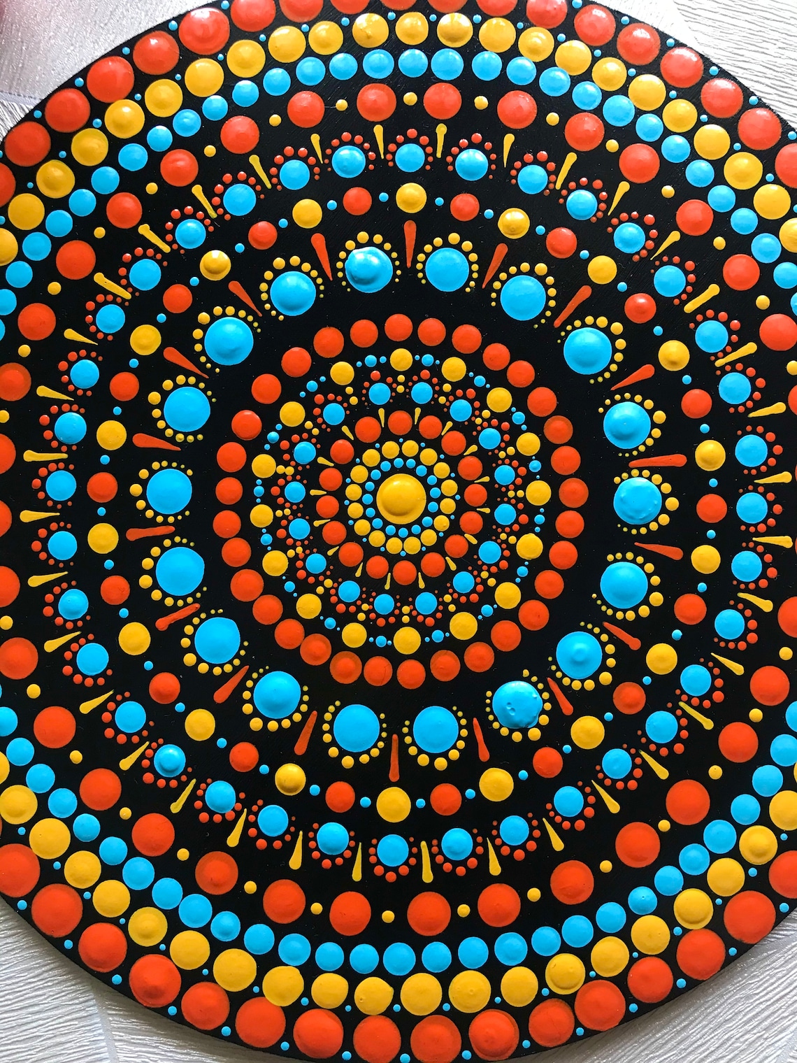 Hand Painted Dot Mandala Art, Dot Painting, Pointillism Artwork, Unique ...
