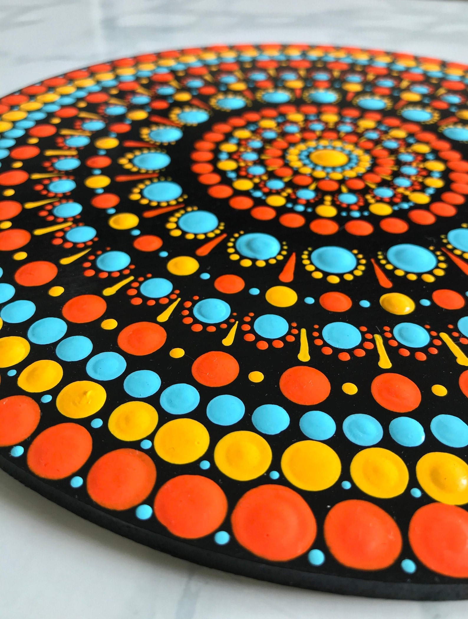 Hand Painted Dot Mandala Art, Dot Painting, Pointillism Artwork, Unique ...