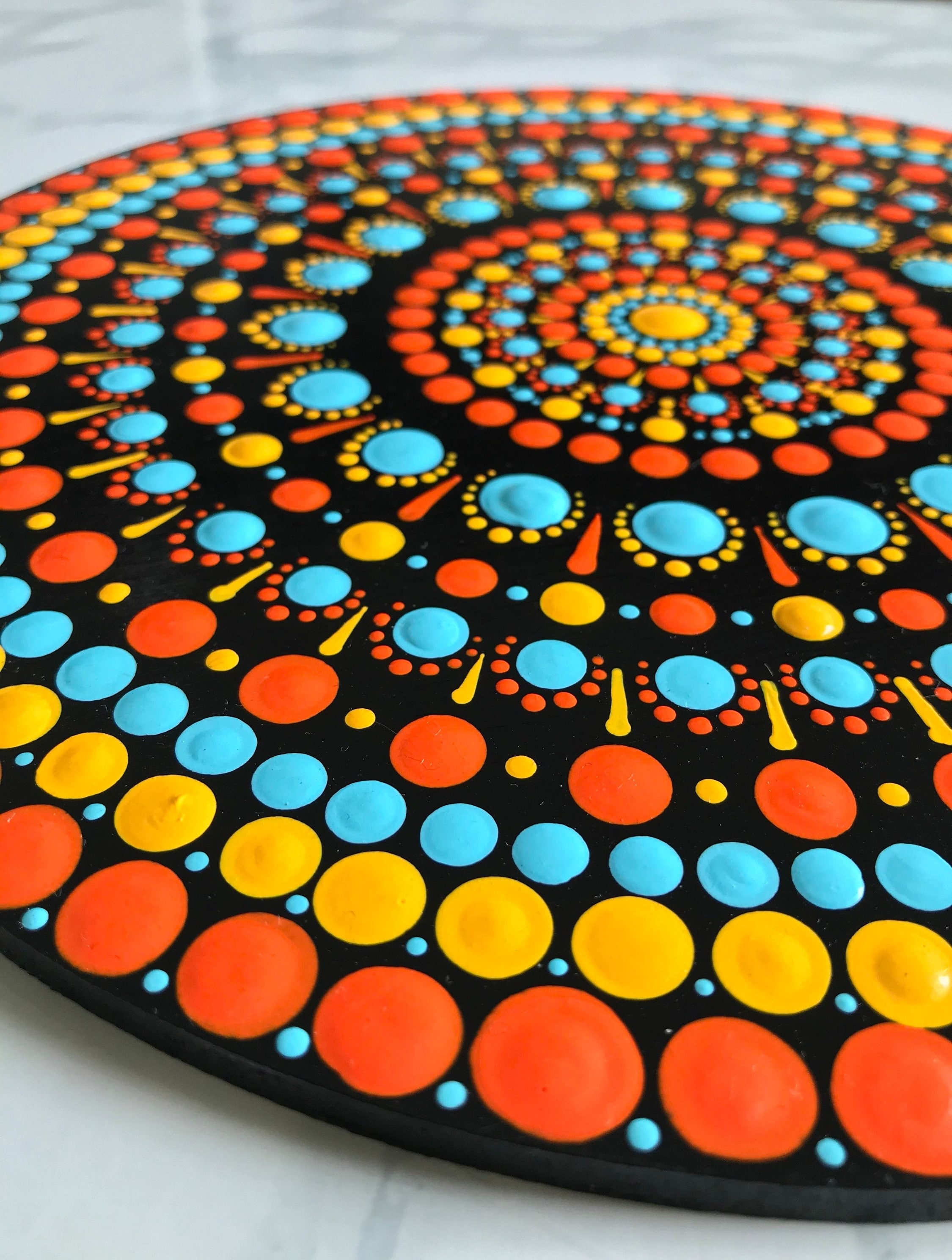 Hand Painted Dot Mandala Art, Dot Painting, Pointillism Artwork, Unique ...
