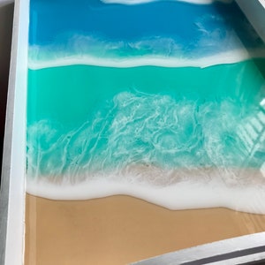Ocean Resin Serving Tray, White Rectangle Beach Tray, Coastal Home ...