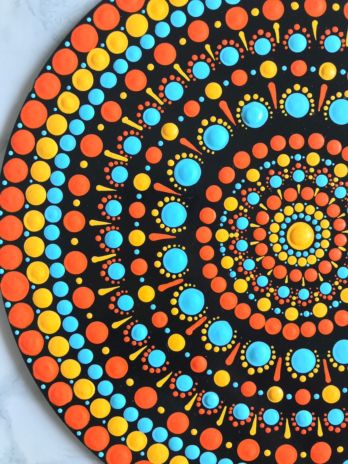 Hand Painted Dot Mandala Art, Dot Painting, Pointillism Artwork, Unique ...