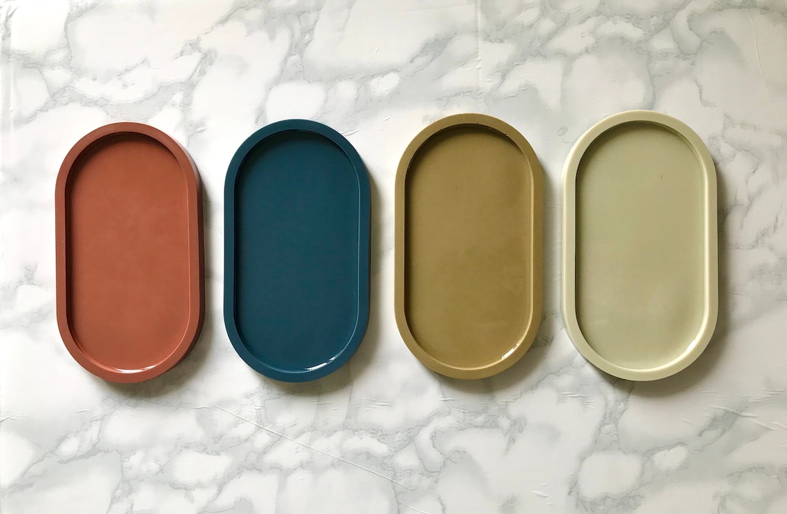 Oval Resin Trinket Trays, Handmade Vanity Tray, Aesthetic Minimal Home ...