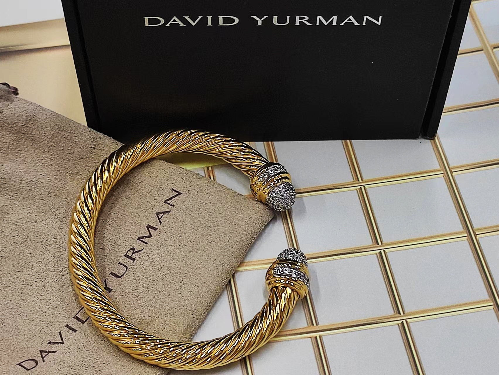 Women's Cable Full Gold Full Bit 7mm Open Bracelet Cuff Bracelet - Etsy