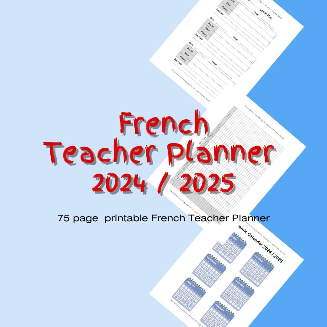 French Teacher Planner Printable PDF - Etsy Canada