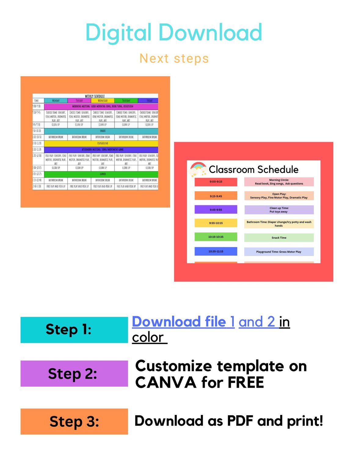 PRESCHOOL Schedule BUNDLE - Editable Schedule for Daycare - Etsy