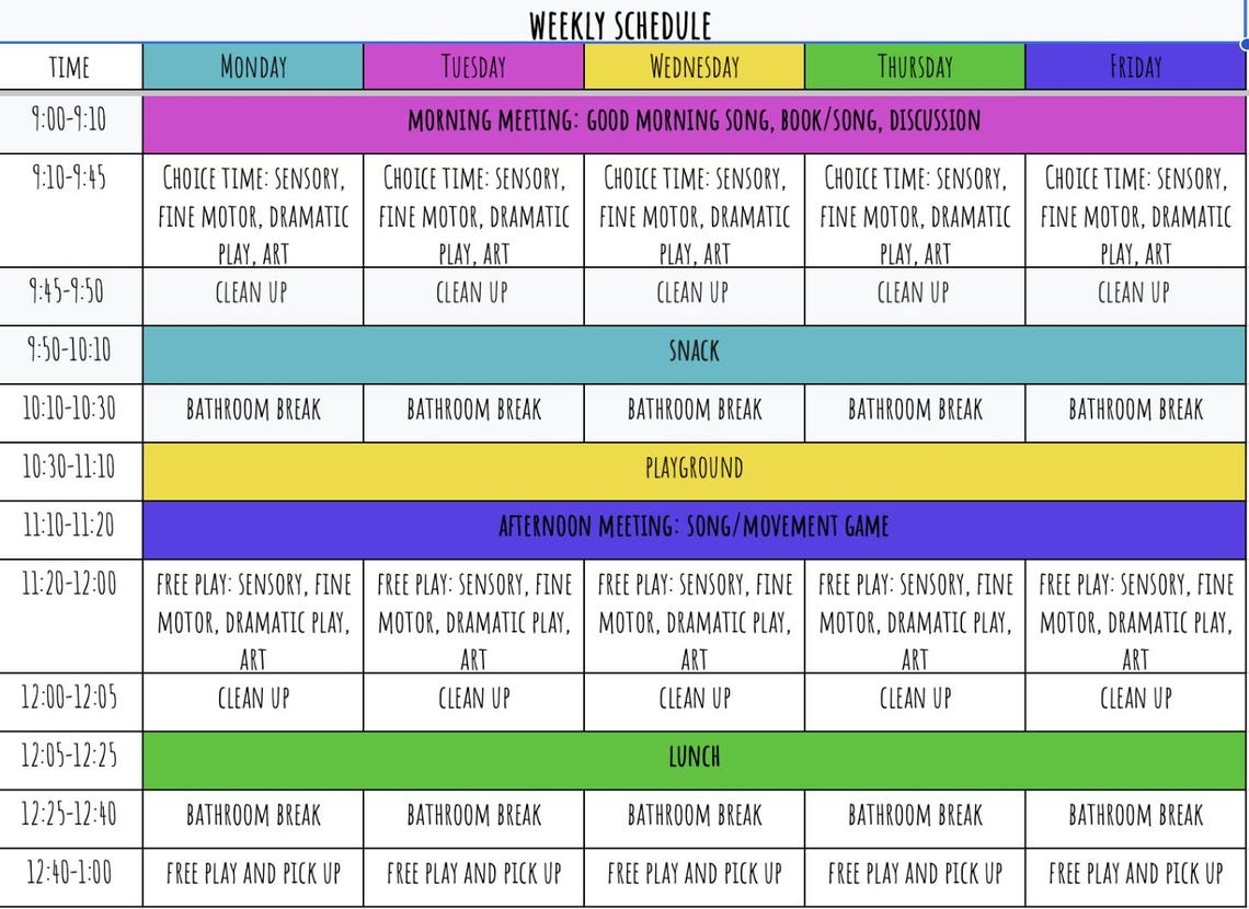 PRESCHOOL Schedule BUNDLE - Editable Schedule for Daycare - Etsy