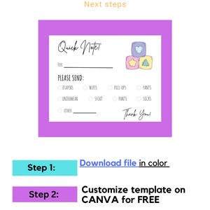Quick Note Message Daycare and Preschool Template - Etsy