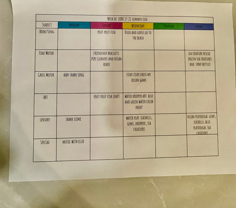 EDITABLE Preschool Weekly Lesson Planner GOOGLE SHEETS - Etsy