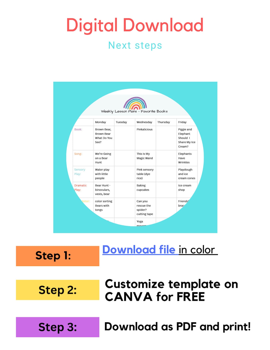 Preschool/daycare Weekly Lesson Planner EDITABLE - Etsy