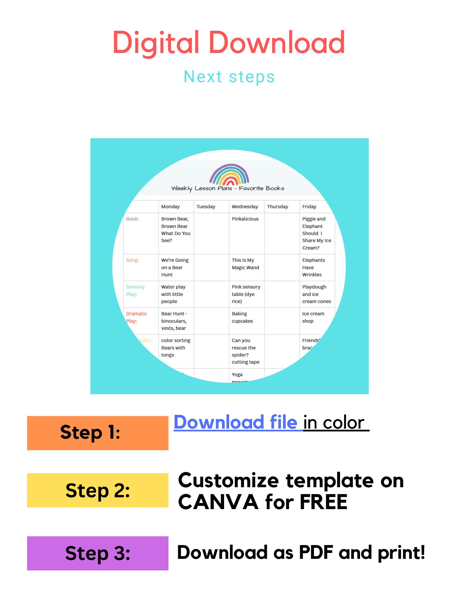 Preschool/daycare Weekly Lesson Planner EDITABLE - Etsy